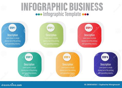 infographic template with numbers six option can be used for workflow layout diagram number