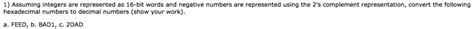 Assuming Integers Are Represented As 16 Bit Words And Negative Numbers Are Represented Using The