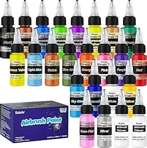 Amazon.com: Airbrush Paint, 22 Colors with 2 Thinner Airbrush Paint Set, Water-Based Air brush ...