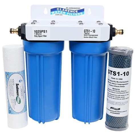 Twin Caravan And Rv Water Filter System With Sediment And Silver Carbon Filter