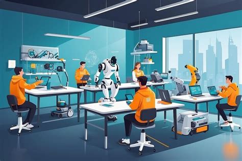 Premium Photo Showcase A Robotics Lab With Students Programming And Controlling Robotic Movements