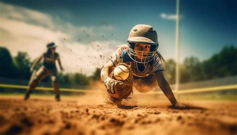 Juego De Softbol En La Foto De Campo Concepto De Softbol Foto Premium