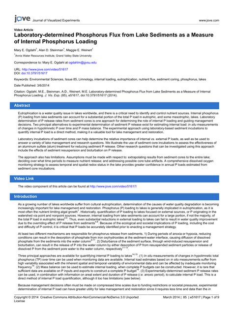 Pdf Laboratory Determined Phosphorus Flux From Lake Sediments As A