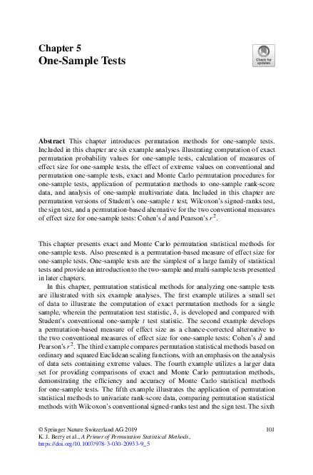 Pdf One Sample Tests