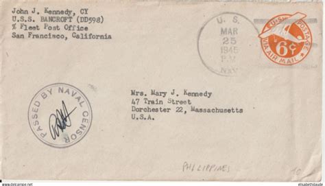 Philippinen MARS US NAVY ENV ENTIER USS BANCROFT DD DESTROYER Aux PHILIPPINES