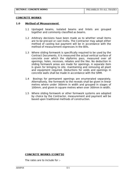 Section E Concrete Works Pdf Concrete Prestressed Concrete