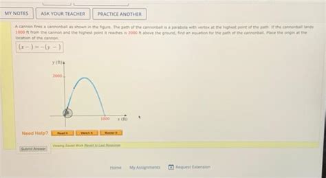 Solved A Cannon Fires A Cannonball As Shown In The Figure