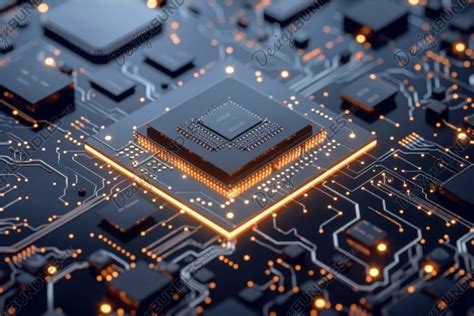 Modern Cpu Performing Complex Calculations With Orange Light Modern Cpu Performing Complex Calculations With Orange Light