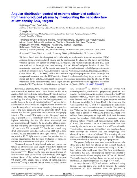 Pdf Angular Distribution Control Of Extreme Ultraviolet Radiation