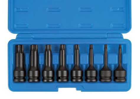 Laser Tools 6749 Long Impact Tamperproof Spline Socket Bit Set 1 2d 8pc