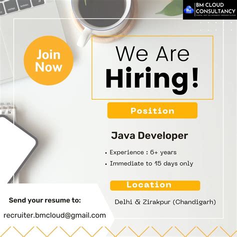 Bm Cloud Consultancy On Linkedin Hiring Javadeveloper Immediate Strong Excellent