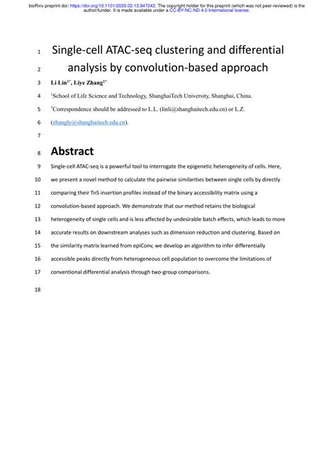 Pdf Single Cell Atac Seq Clustering And Differential Analysis By