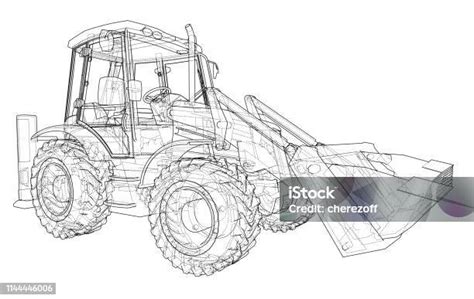 Sketsa Loading Sekop Dengan Aktor Belakang Ilustrasi Stok Unduh Gambar Sekarang Model Wire