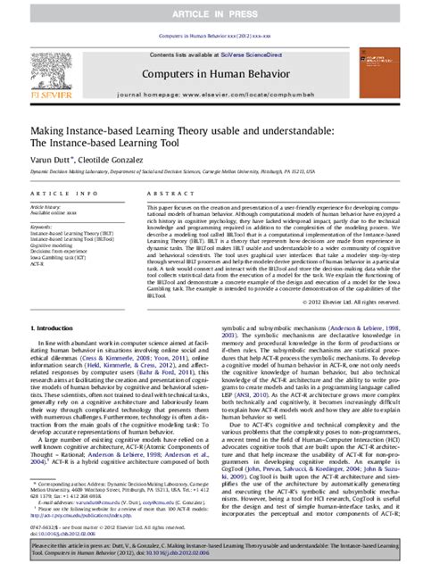 pdf making instance based learning theory usable and understandable