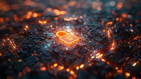 Abstract Representation Of Digital Security Lock Over A Cityscape At Night Stock Image Image