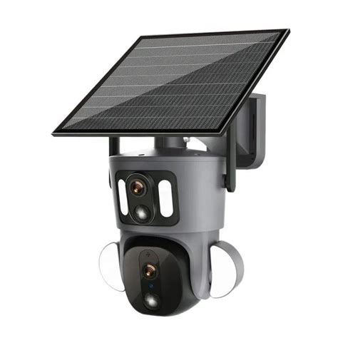 4mp Dual Lens 4g Ptz Solar Security Camera Dual Lens Screen Wireless