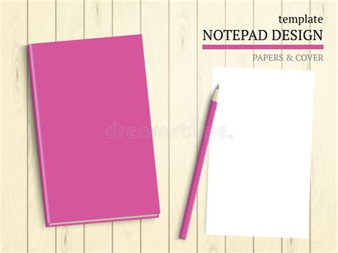 Template Of Notebook Cover And Papers Stock Vector Illustration Of Paper Object