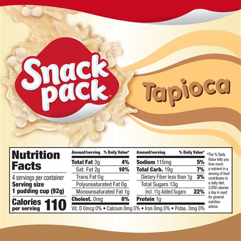 Snack Pack Tapioca Pudding Nutrition Facts