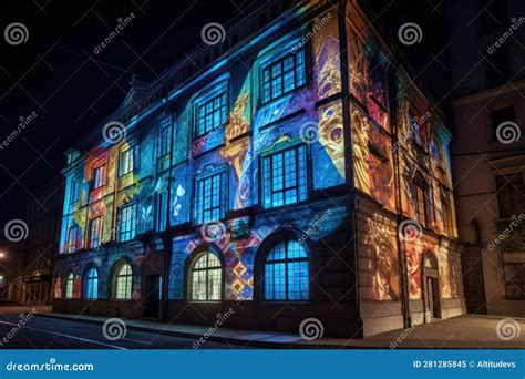 D Mapping Projection On A Building Facade Stock Image Image Of Generated Technology
