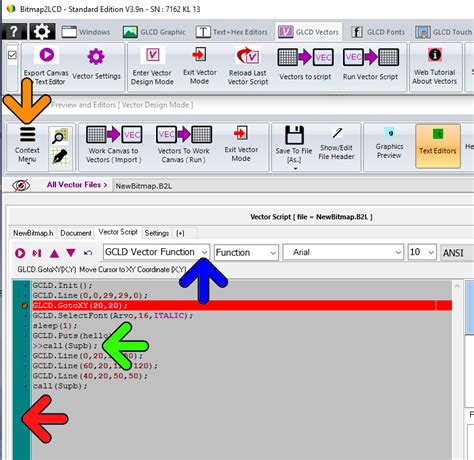 glcd vector programming simulator debugger bitmap2lcd software tool
