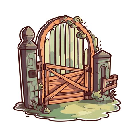 Gated Garden Illustration Cartoon Style Clipart Vector Garden Clipart