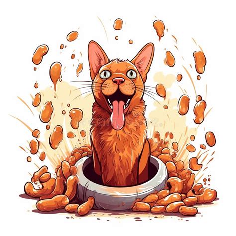 Cartoon Cat Vector Art Fluffy Art Cat Eating Fast Food Cat