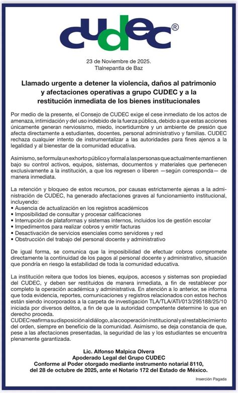 Grupo Cudec Llaman A La No Violencia
