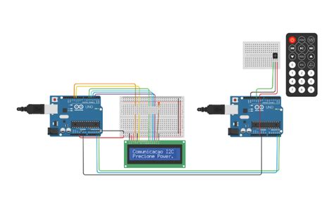 Circuit Design Comunicação I2c Com 2 Arduinos Usando Controle Remoto