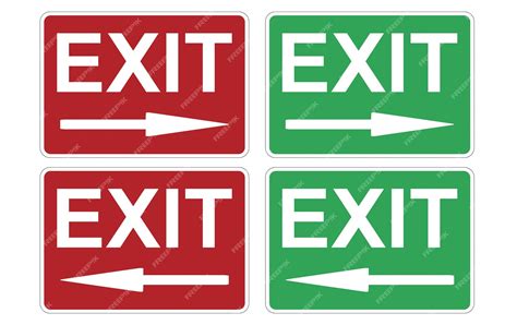 Premium Vector Red And Green Exit Signs With Direction Arrows On A White Background