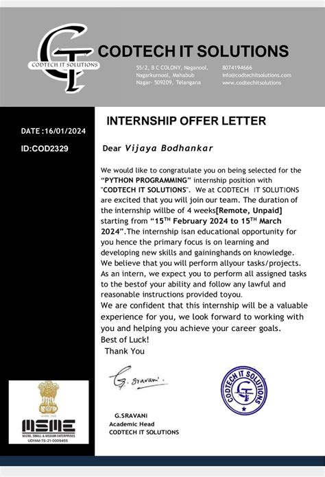 Python Programming Internship Vijaya Bodhankar