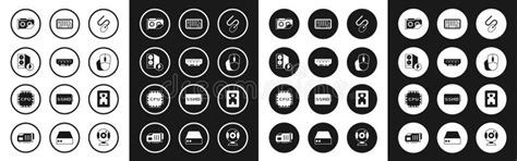 Set Computer Mouse Ram Random Access Memory Case Of Computer Video Graphic Card Keyboard
