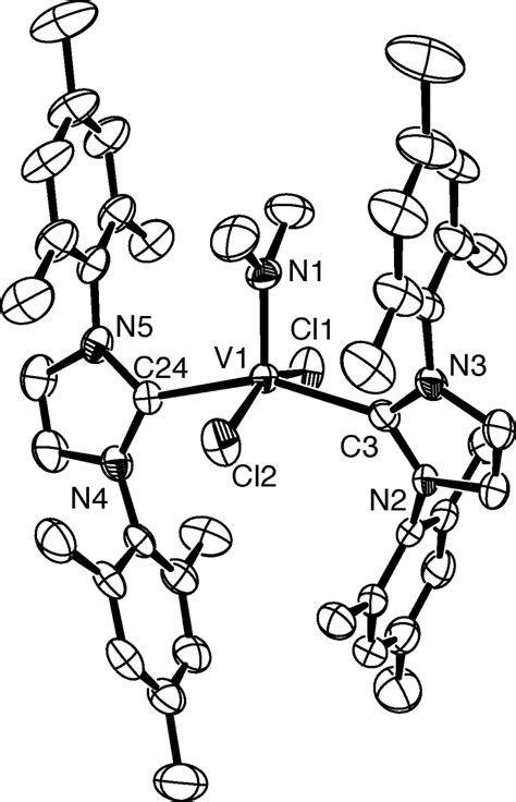 Molecular Structure Of [vcl 2 Nme 2 Imes 2 ] 2 With Partial Atom