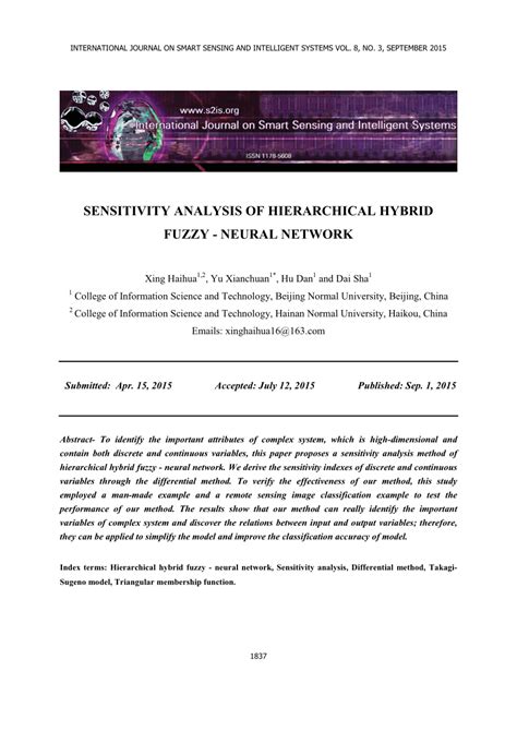 Pdf Sensitivity Analysis Of Hierarchical Hybrid Fuzzy Neural Network