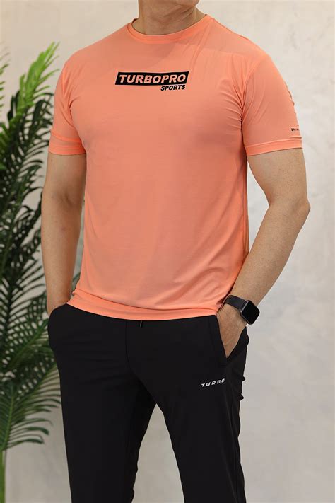 Turbo Pro Sports Climalite Mesh Dry Fit Tee In Light Orange Turbo