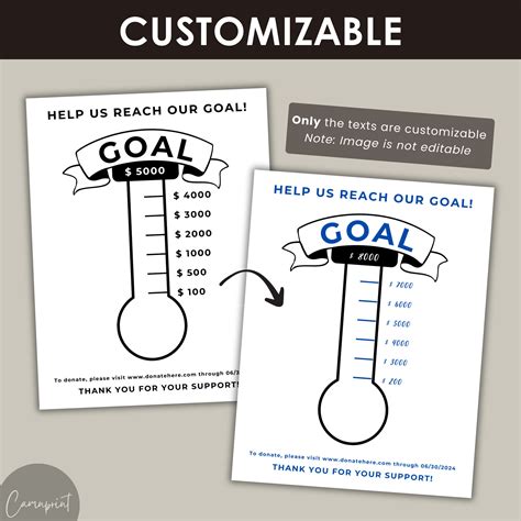 Fundraising Thermometer For Nonprofit Fundraiser Tracker Fundraising