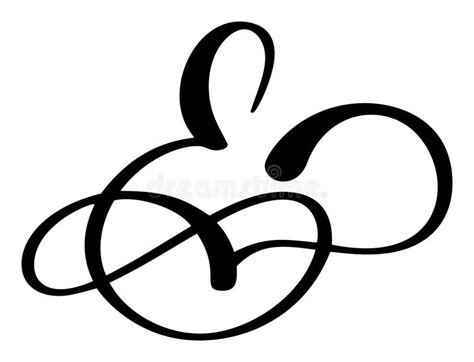 Hand Drawn Vector Calligraphy Letter E Script Font Logo Stock Vector