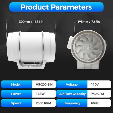 8 Inch Duct Fan Inline Ventilation Exhaust Fan With Qatar Ubuy