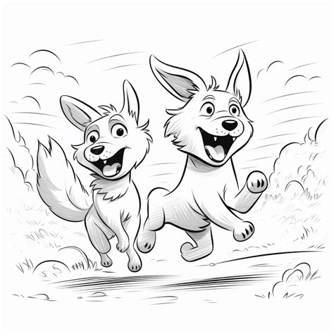 Premium Photo Coloring Pages Of Dogs Running In The Grass Generative Ai