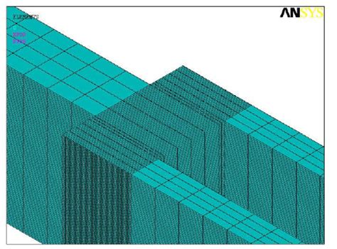 finite element mesh on the overlap region of the double lap joint