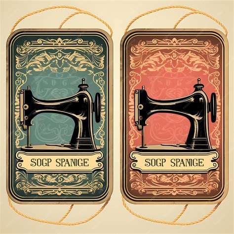 Premium Ai Image Vintage Sewing Machine Tag Aged Paper Retro