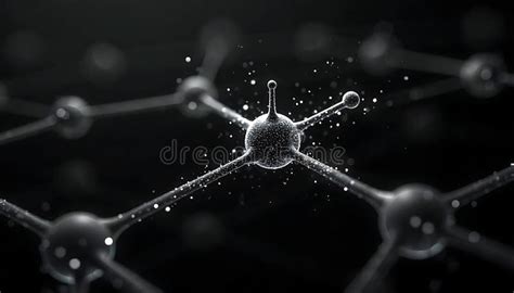 Close Up Of A Molecular Structure With Connecting Nodes And Particles In A Dark Environment