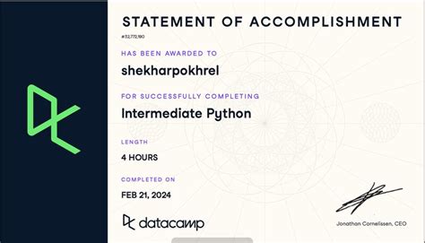 Shekhar Pokhrel On Linkedin Im Happy To Get Another Certification Intermediate Python From