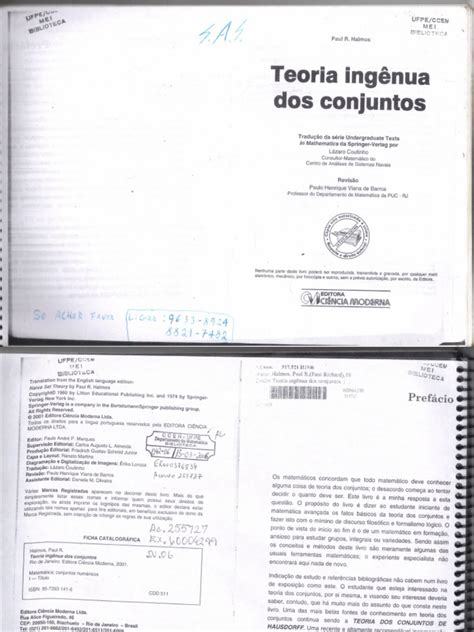 Teoria Ingênua Dos Conjuntos Halmos Pdf Axioma Teoria