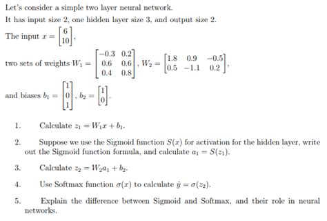 solved let s consider a simple two layer neural network it