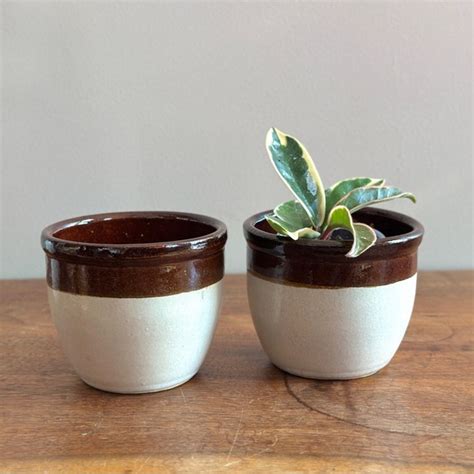 Antique Accents Vintage Pottery Brown Retro Stoneware Crock Bowl
