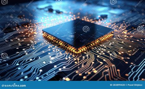 Advanced Technology Concept Visualization Circuit Board Cpu Processor Microchip Starting