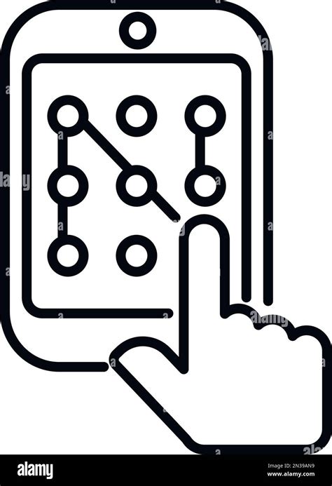 Draw Password Protection Icon Outline Vector Login Personal Mobile