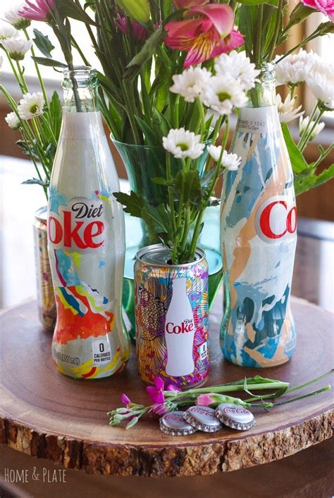 Colorful Floral Centerpiece Using Coke Bottles Home And Plate