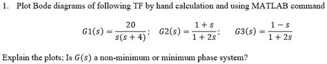 Plot Bode Diagrams Of Following TF By Hand Calculation And Using MATLAB Command G S