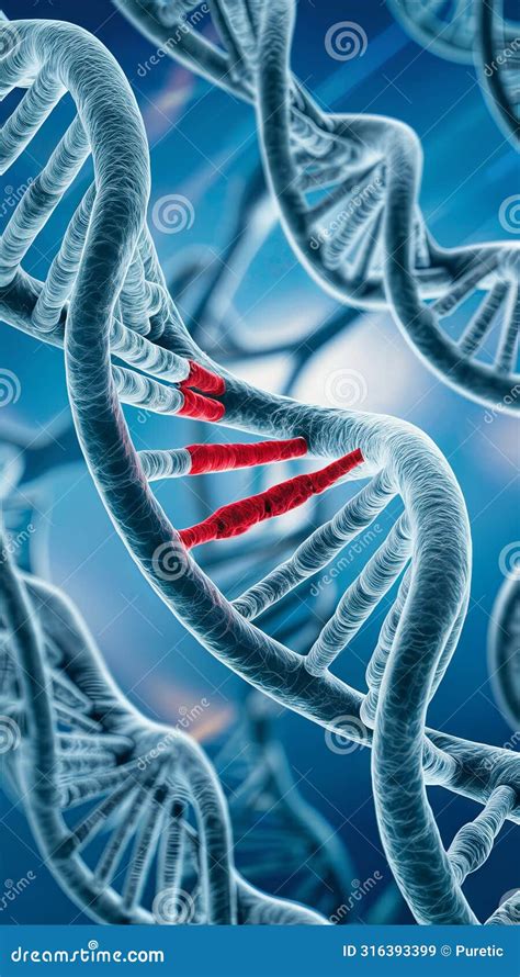3d Dna Strand With Abnormal Mutations Stock Image